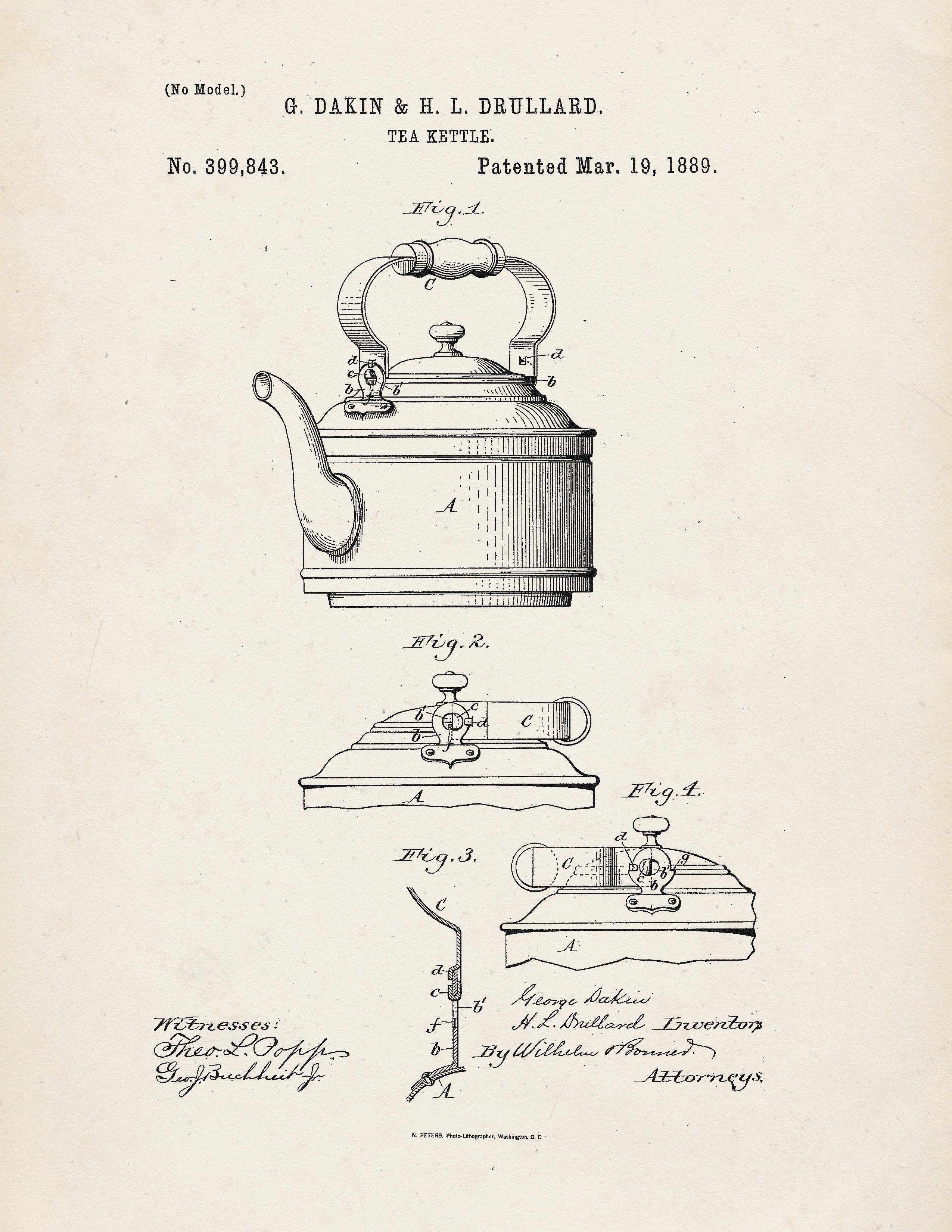 Vintage Architecture Print | Tea Kettle Patent – Cardinal Farmhouse